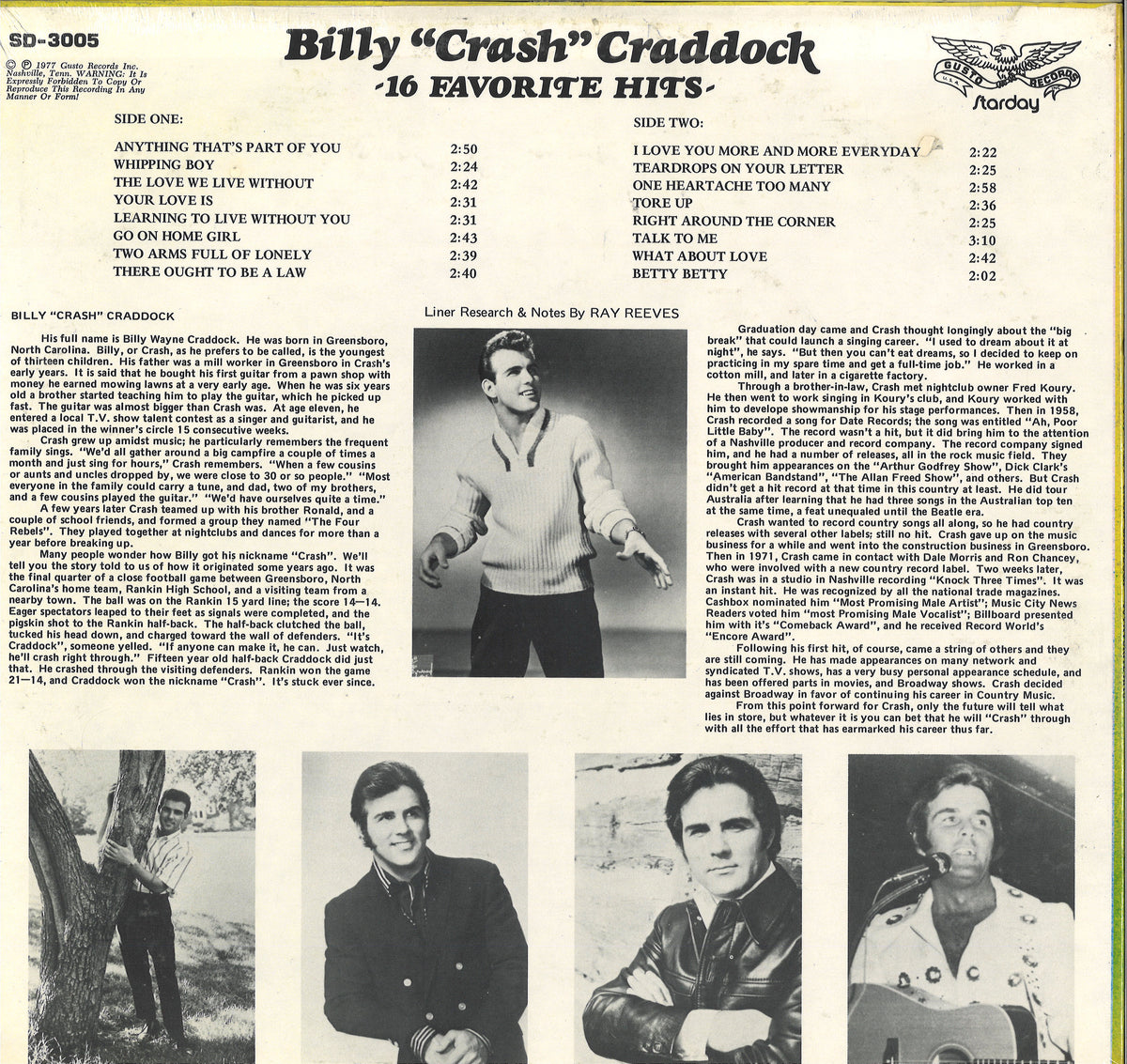 Billy Crash Craddock 16 Favorite Hits – Country Music USA