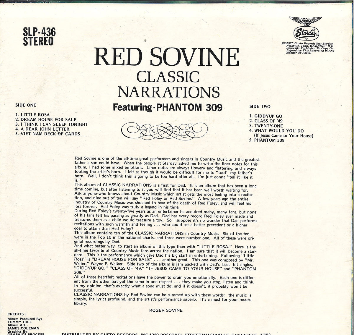 Red Sovine Classic Narrations Featuring Phantom 309 – Country Music USA